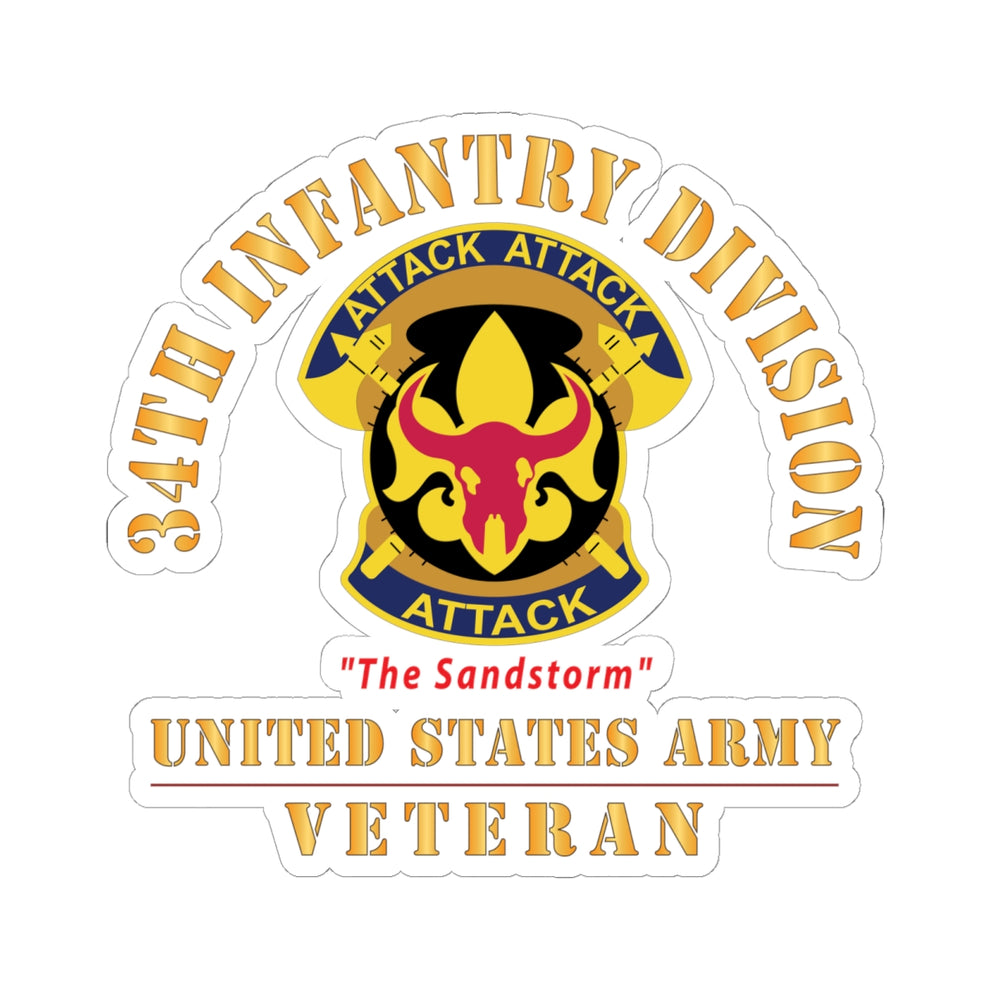 Kiss - Cut Stickers - Army - DUI - 34th Infantry Division - The Sandst ...