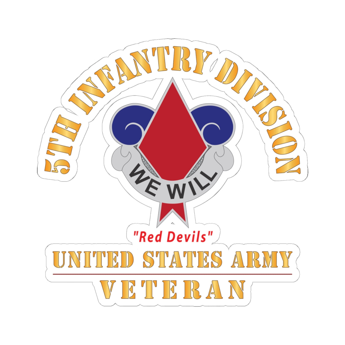 Kiss - Cut Stickers - Army - DUI - 5th Infantry Division - Red Devils ...