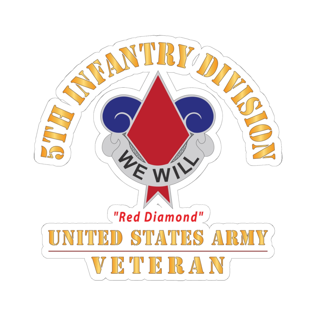 Kiss - Cut Stickers - Army - DUI - 5th Infantry Division - Red Diamond ...