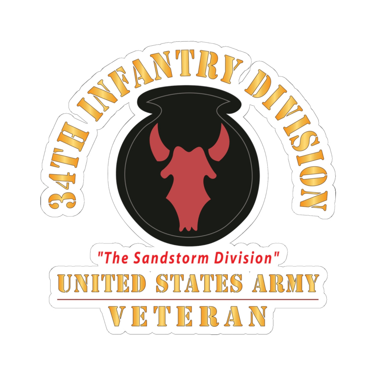Kiss - Cut Stickers - Army - SSI - 34th Infantry Division - The Sandst ...