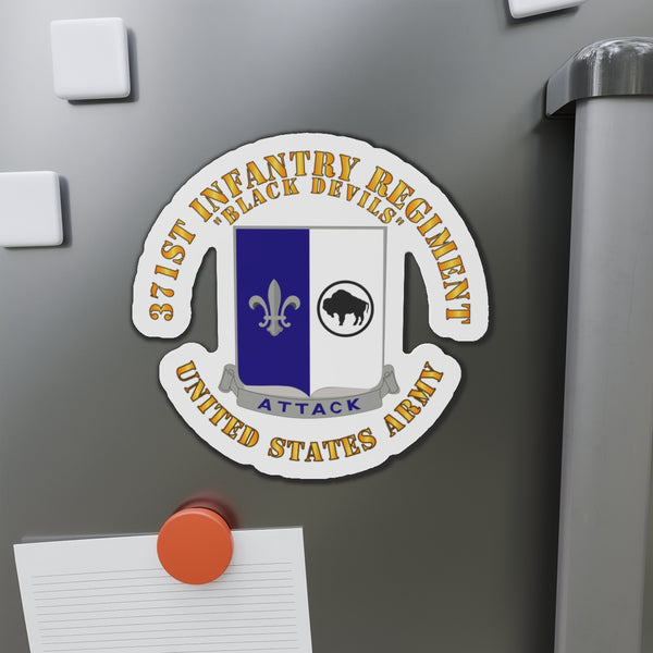 Die-Cut Magnets - Army - 371st Infantry Regiment - DUI (V0) - Black De ...