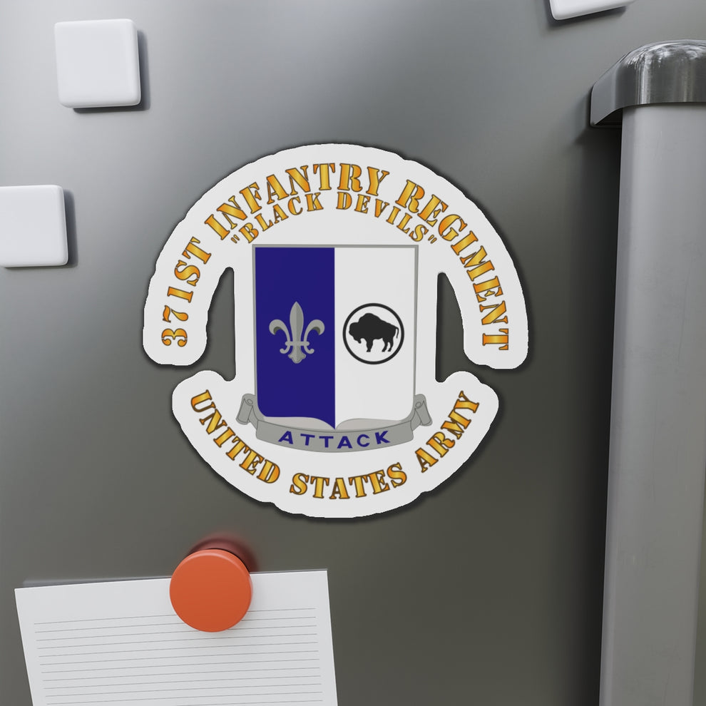 Die-Cut Magnets - Army - 371st Infantry Regiment - DUI (V0) - Black De ...