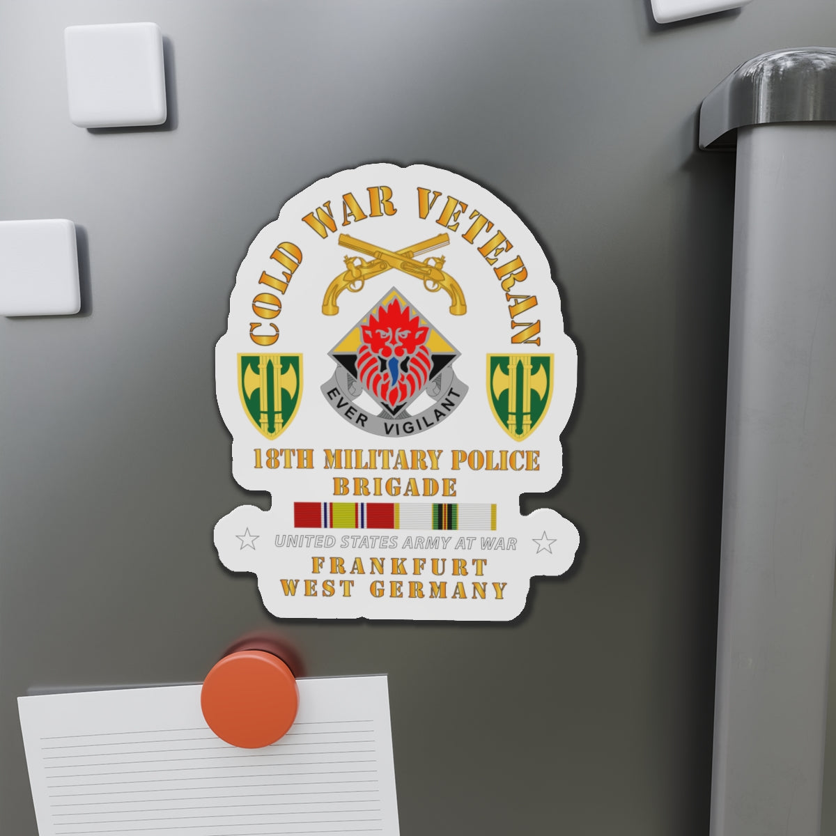 Die-Cut Magnets - Army - Cold War Vet - 18th MP Bde DUI - SSI w COLD S ...