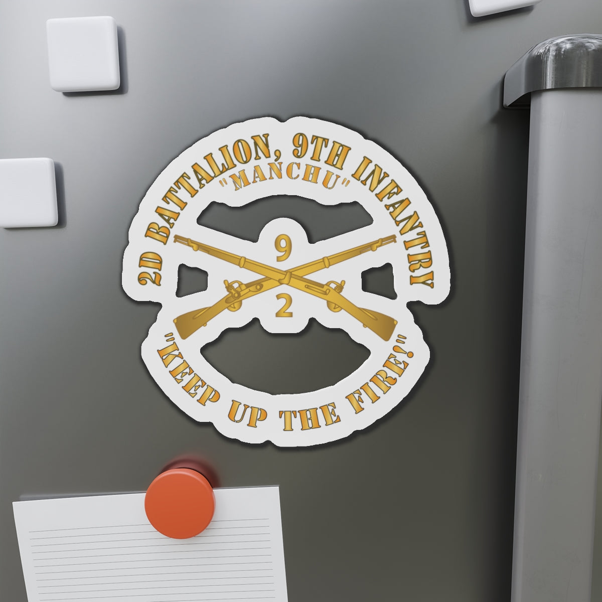 Die-Cut Magnets - Army - 2nd Bn 9th Infantry Regiment - Keep up the Fi ...