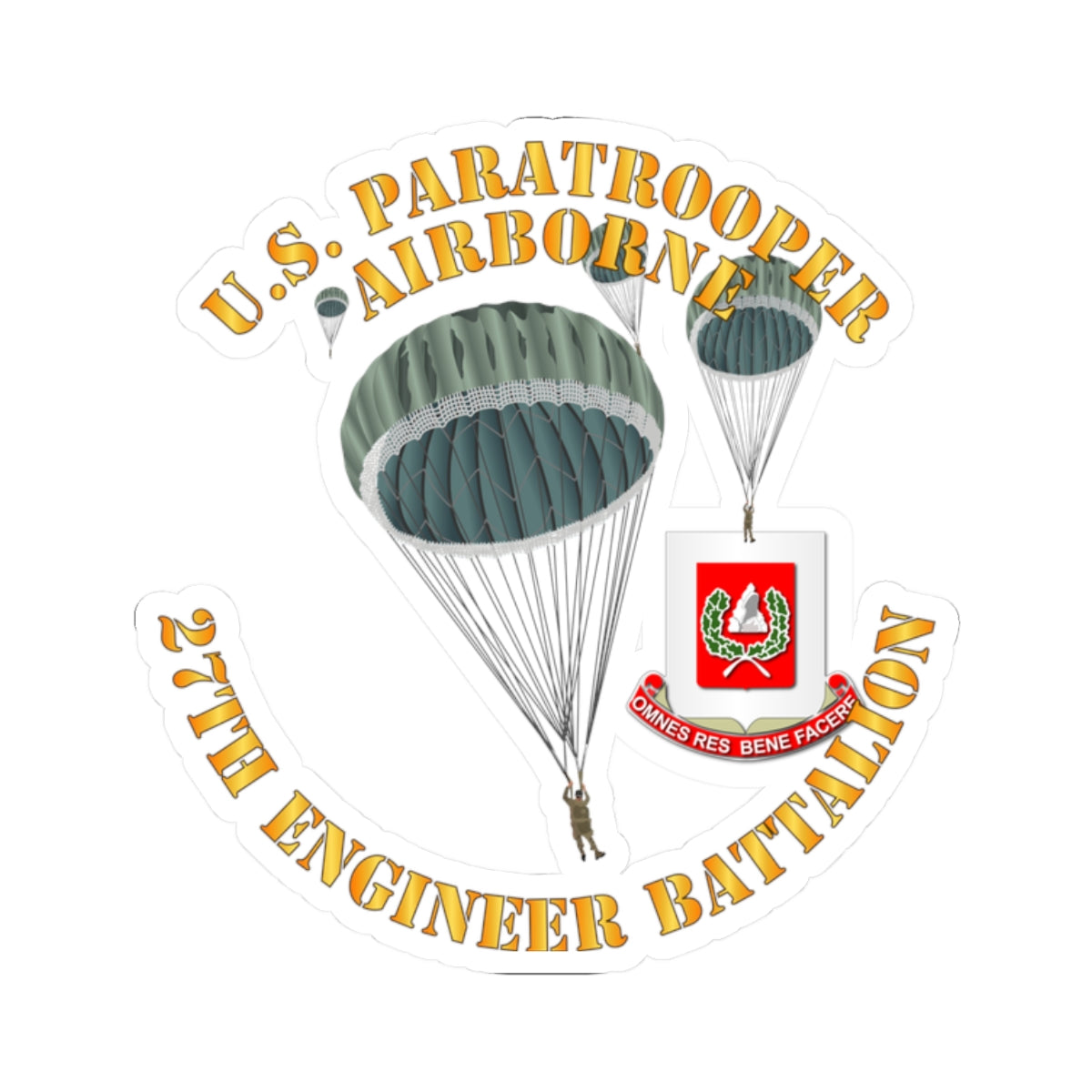 Kiss-Cut Stickers - United States Paratrooper - 27th Engineer Battalio ...