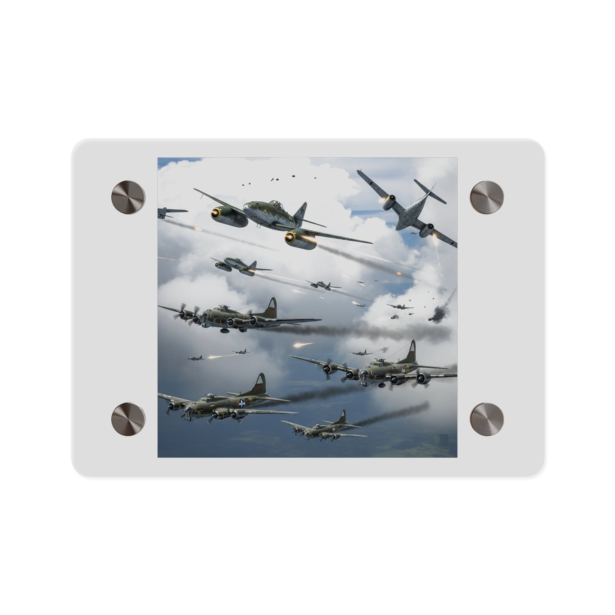 Acrylic Wall Art Panel - German jet fighters attacking US bombing form ...