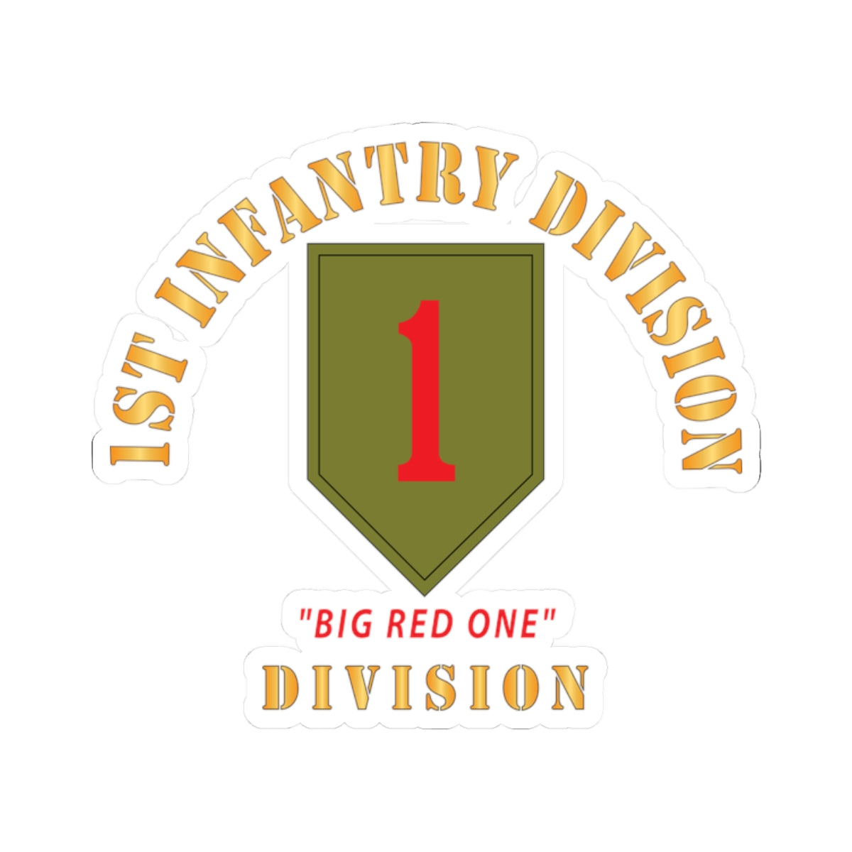 1st Infantry Division Big Red One SSI Kiss-Cut Sticker | Army Stickers